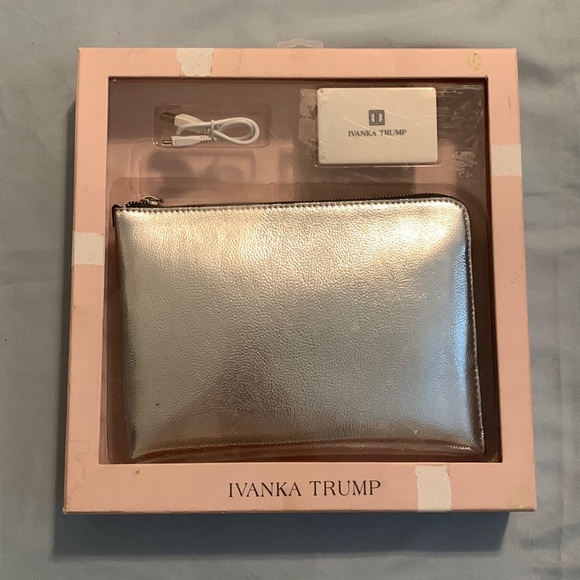Ivanka Trump | Bags | Ivanka Trump Silver Leather Travel Set With Power ...